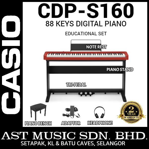 Casio CDP-S160 88 Keys Education Set Digital Piano – Red ( CDPS160 ...