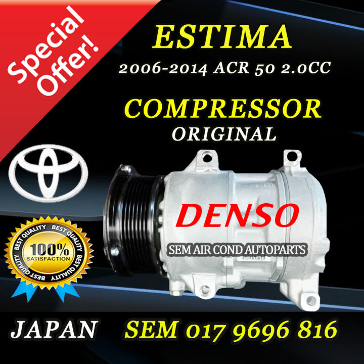 TOYOTA ESTIMA 2006-2014 YEAR ACR50 2.0CC ORIGINAL DENSO JAPAN COMPRESSOR/KOMPRESOR (CAR AIR COND ...