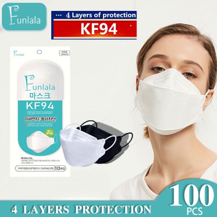 Funlala KF94 Korean 100pcs Face Non-Woven Protection Filter KN94 Anti ...