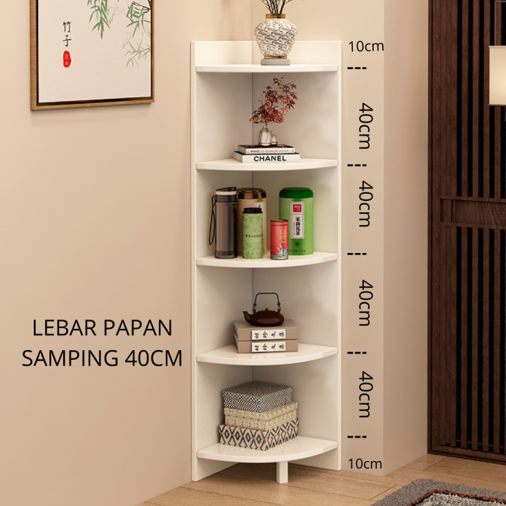 RAK SUDUT OVAL 5 susun lebar 40cm tinggi 180cm/rak sudut ruang tamu ...