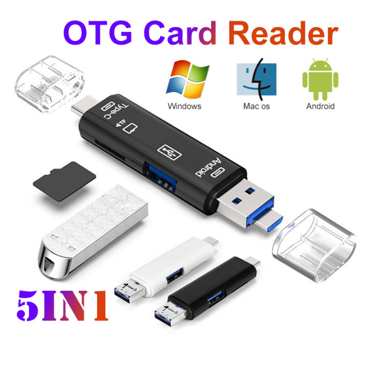 5 in 1 Card Reader USB OTG Type C/ USB/ Micro USB/ TF Memory Card ...