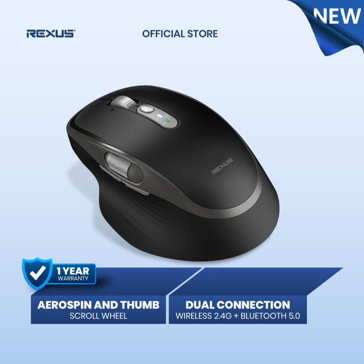 Rexus Flow QZ20 Mouse Office Wireless Ergonomic Silent Click - AeroSpin ...