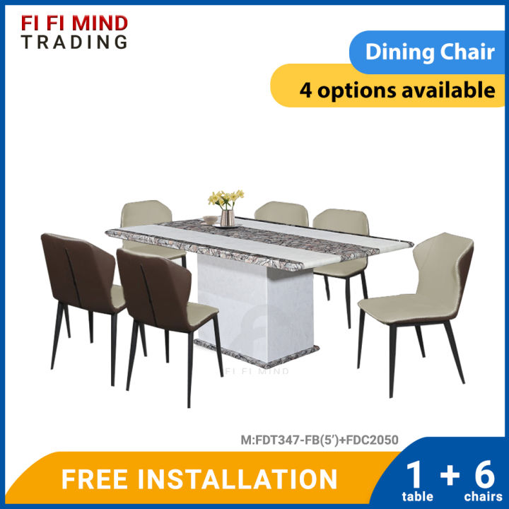 Enrico Marble Dining Table Set/ Dining Table 6 Seater/ Meja Makan 6 ...
