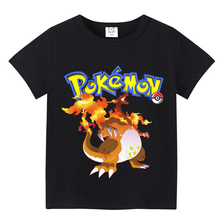 💦hot เสื้อยืดแขนสั้น พิมพ์ลาย Pokemon Pikachu Eevee Mew Snorlax ระบาย