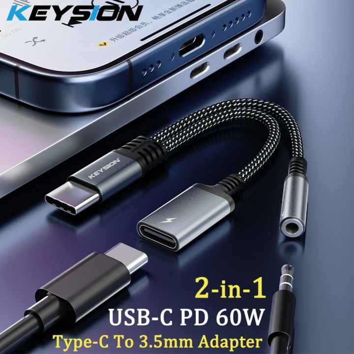 KEYSION 2 in 1 Type C to 3.5mm Earphone DAC Audio Type C Headphone Jack ...