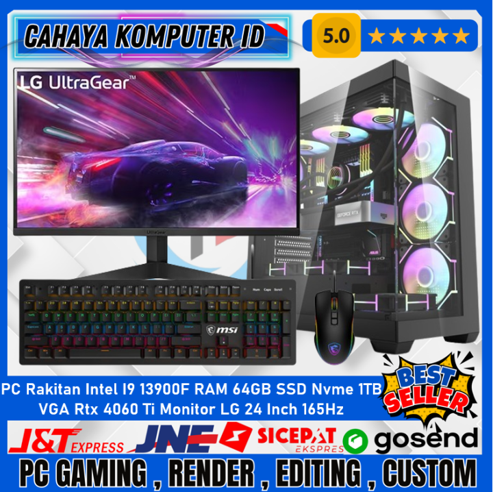 PC Ful Set Intel i9 13900F Gen13 Ram 64GB SSD Nvme 1TB VGA Rtx 4060 Ti ...
