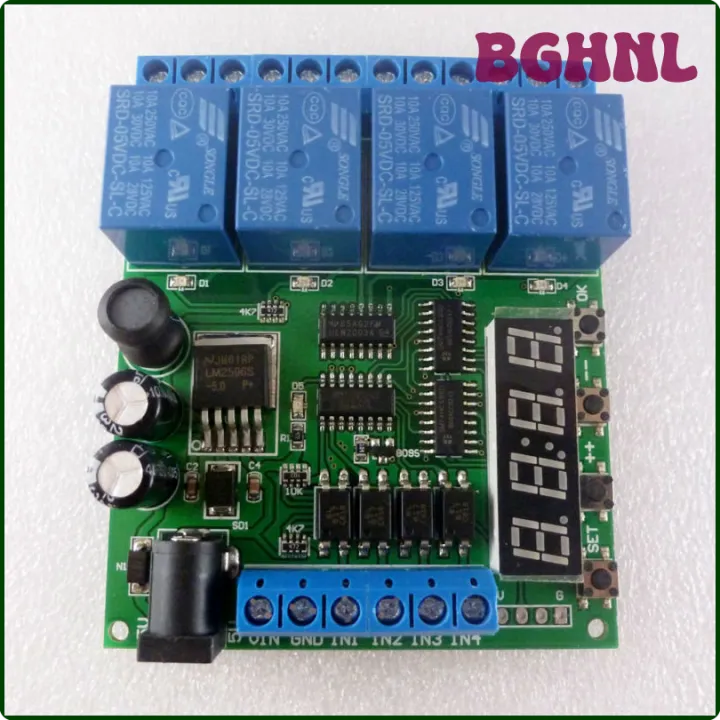 GHJIO CE007 DC 12V 4 Channel Multifunction Cycle Delay Timer Relay Module for Timing Loop ...
