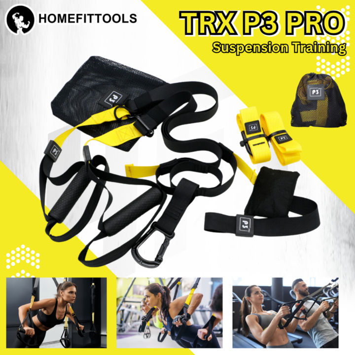เชือกออกกำลังกาย สายแรงต้าน ปรับระดับได้ พร้อมสายคล้อง TRX Pro : P3 Suspension Training Crossfit ...