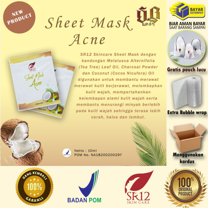Sheetmask atau sheet mask brightening dan acne masker wajah pencerah kulit isi 5 pcs SR12 ...