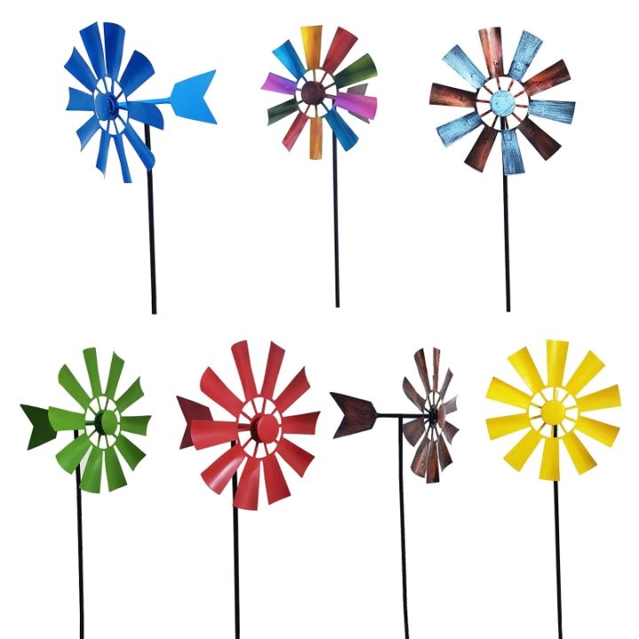 Wrought Iron Rotating Windmill Metal Wind Spinner Landscape Ornament ...