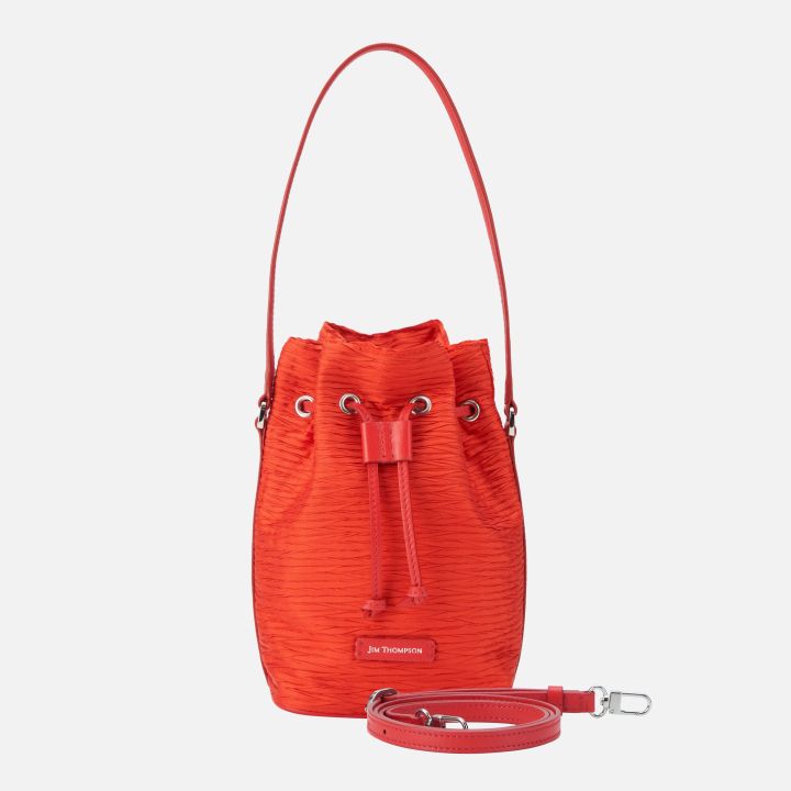Pleated Silk Mini Drawstring Bag - Red | Lazada.co.th