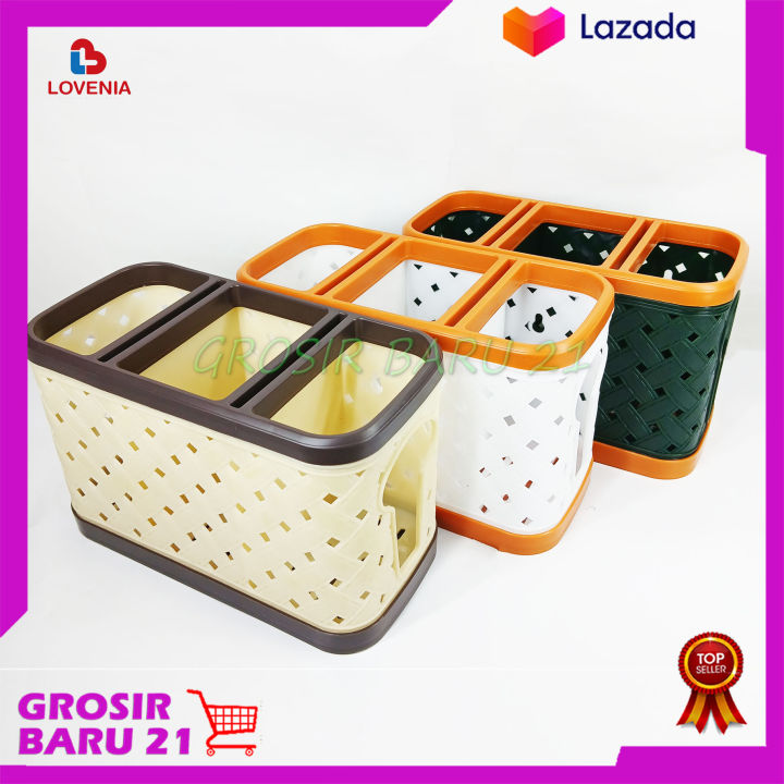 OBRAL!! Tempat Sendok 3 Sekat / Wadah Serbaguna / Kotak Sendok Garpu ...