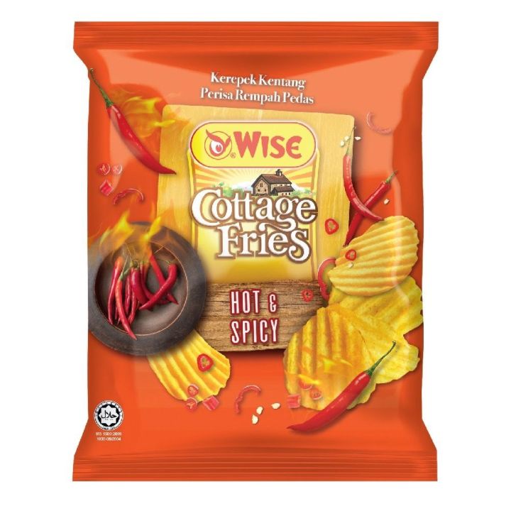 Wise Cottage Fries Hot & Spicy Flavour Potato Chips Snack Jajan 65G | Lazada