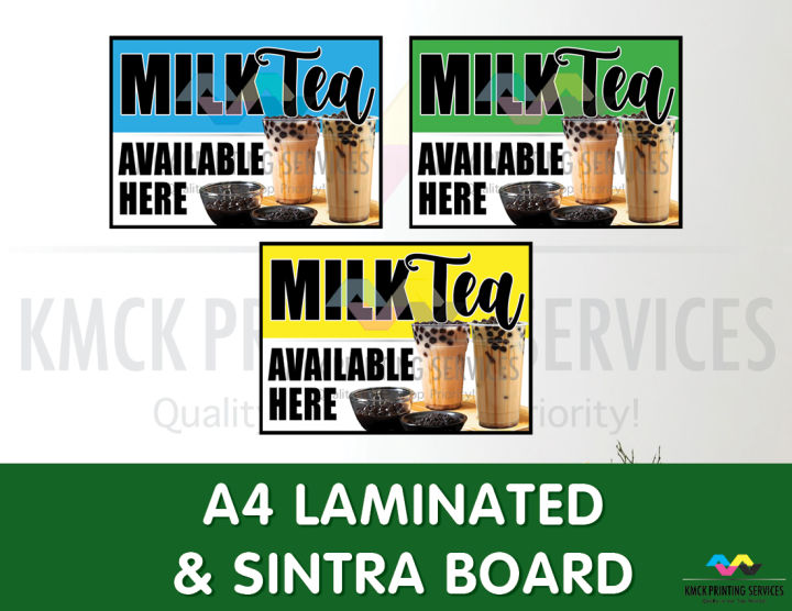 Milk Tea Available Here Signages Laminated | Sintra Board | Lazada PH