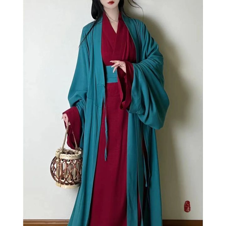 Ancient costume Hanfu daily men's and women's same style original solid ...