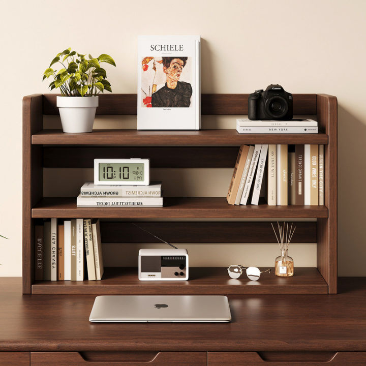 Walnut Colored Desktop Storage Rack Multi Layer Storage Rack Student ...