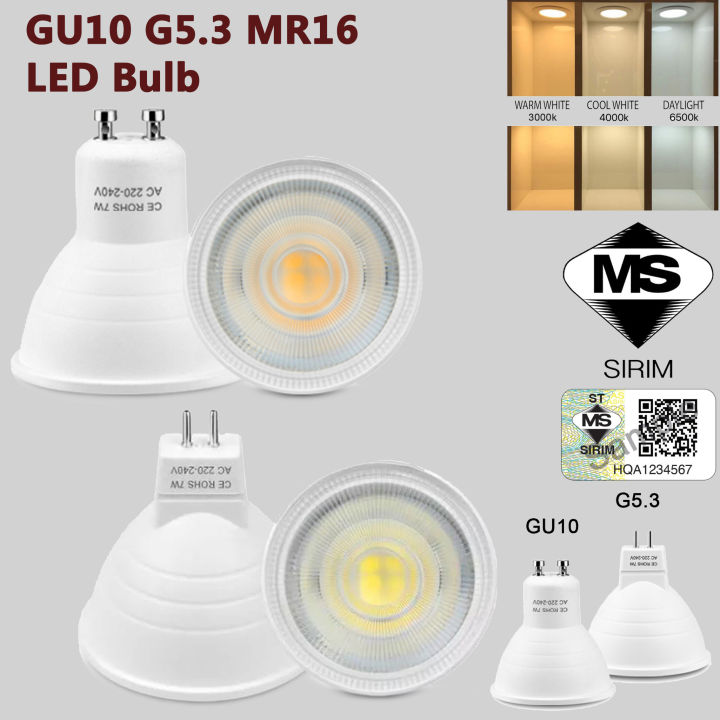 3H Lampu Mentol LED MR16 7W/8W G5.3/GU10 240V Pendek LED Lamp Bulb ...
