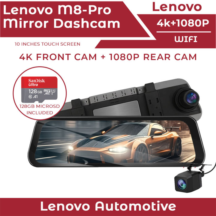LENOVO M8 Pro 4K Dashcam 10inch Touch Screen 4K Resolution Mirror Dash ...