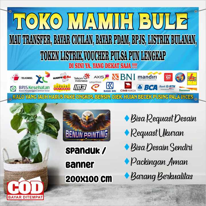Spanduk Banner 200X100 Konter, Cell, dll Requast Desain | Lazada Indonesia