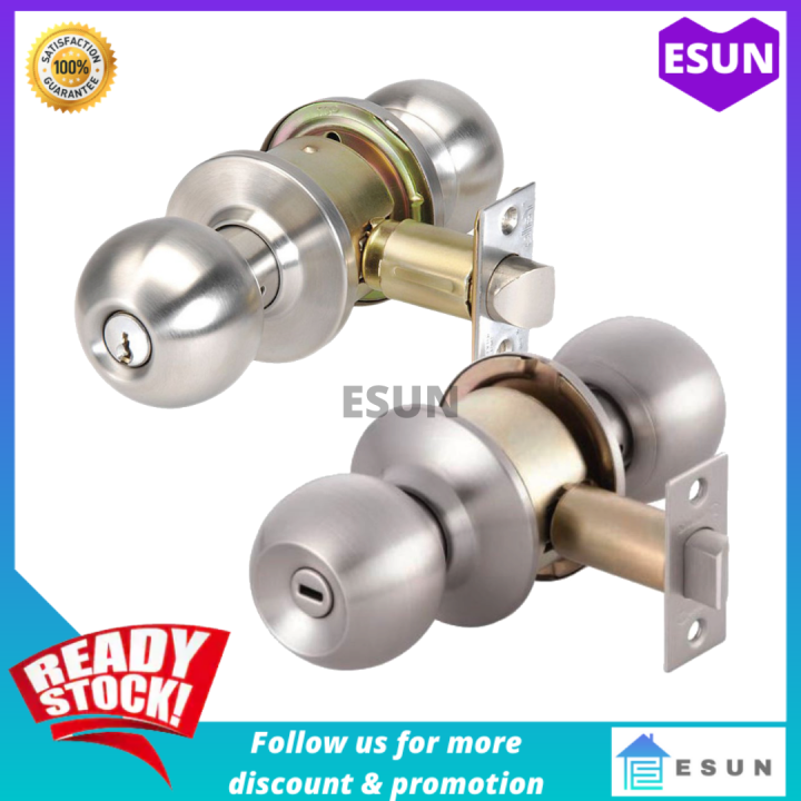 SYNGRESS BATHROOM STAINLESS STEEL CYLINDRICAL BRASS DOOR KNOB-LOCK ...