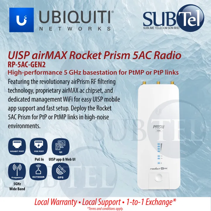 RP-5AC-Gen2 Ubiquiti Networks Rocket 5AC PRISM Gen2 Outdoor 5GHz AC ...