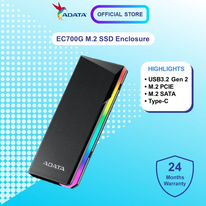 ADATA EC700G M.2 PCIe/SATA SSD ENCLOSURE SUPPORTS USB3.2 TOOL-FREE ...
