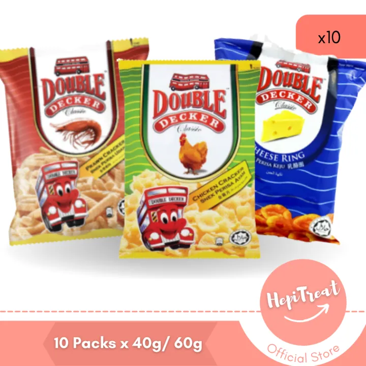 Double Decker Snack - Prawn / Chicken / Cheese - 10 Packs x 40g/60g by ...