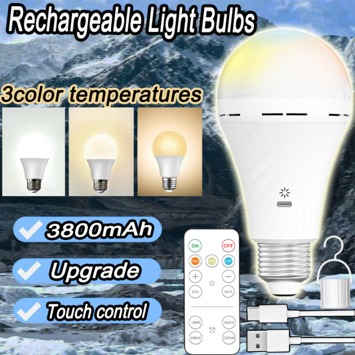 New 10W Light Bulb USB C Rechargeable With Remote Control Battery ...