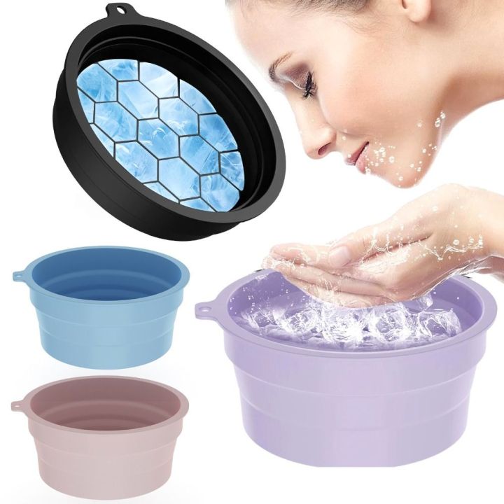 MISUPS Foldable Face Ice Bath Bowl Built-in Ice Tray Silicone Portable ...
