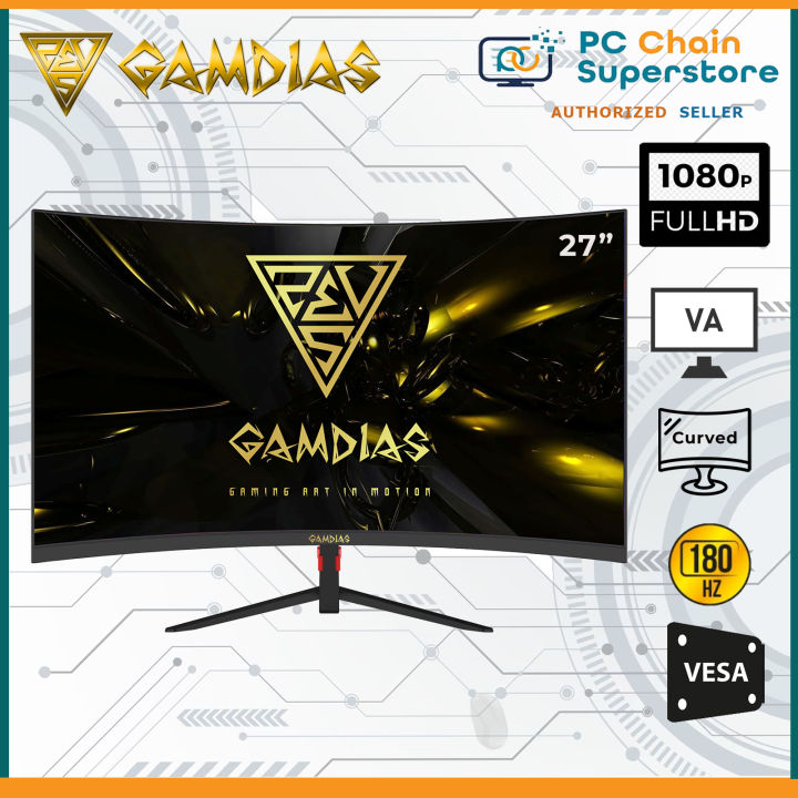 Gamdias HD27G II Curved Gaming Monitor - 27" Full HD VA / 180hz / 1ms ...