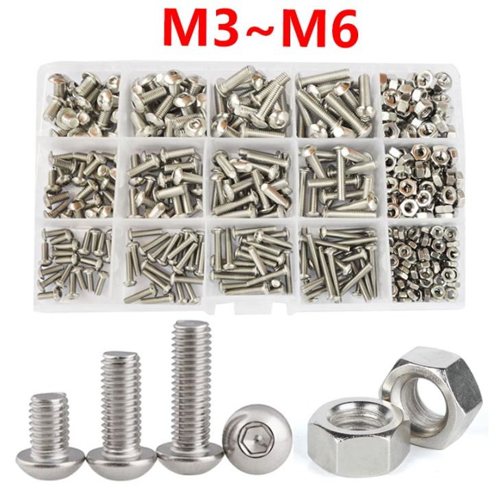 M2 M3 M4 M5 M6 Machine Hex Screw Set Bolts and Nuts 304 Stainless Steel ...