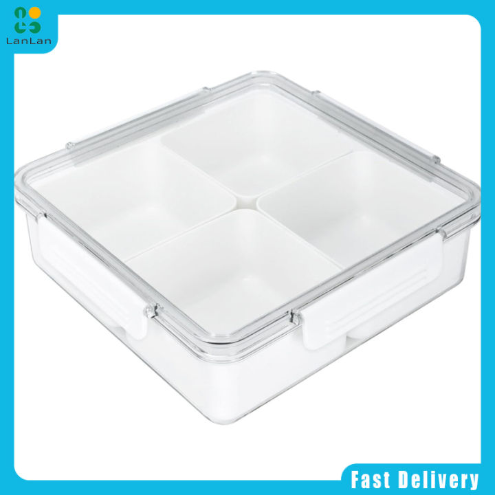 LanLan Divided Serving Tray With Lid Removable Square Food Storage ...