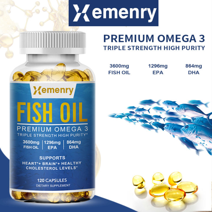 Omega 3 Fish Oil Capsules Triple Strength High Purity na may EPA at DHA ...