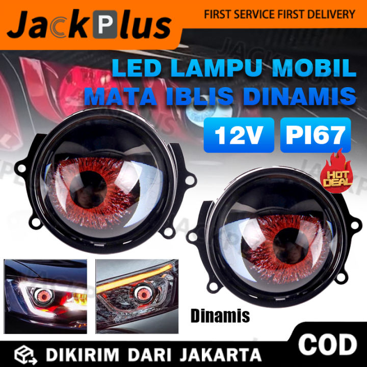 Lampu depan mobil lampu mata LED dinamis 3 inci lampu depan lensa ...
