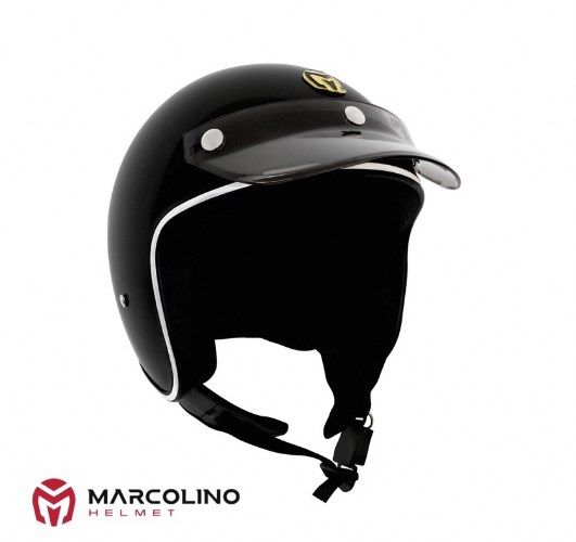 Helm Bogo Retro Marcolino Classic Edition Black Glossy SNI Japan Pet ...