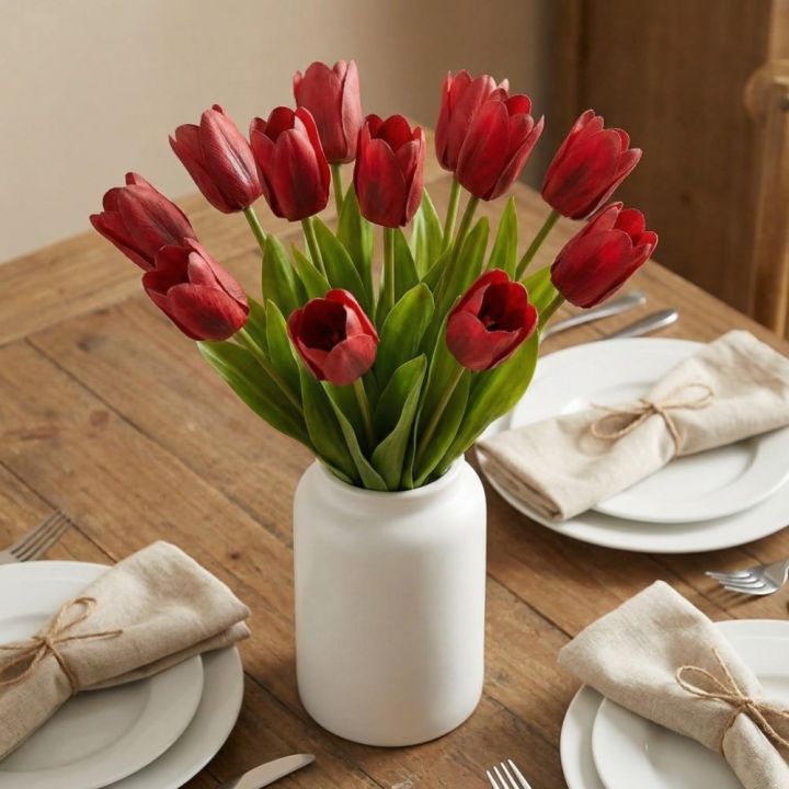 JEHUA Cảm giác chân thật Hoa Tulip nhân tạo Làm thủ công Thực tế Hoa ...
