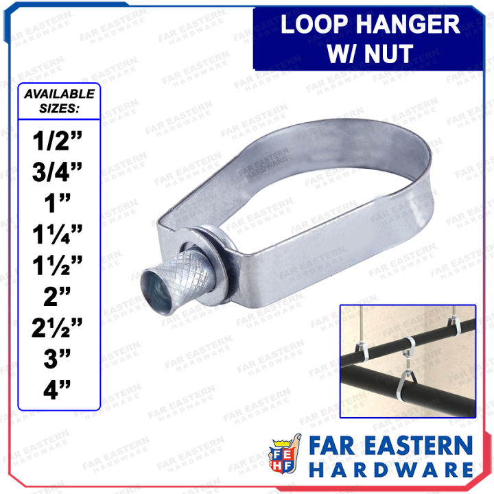 Galvanized Loop Pipe Hanger w/ Nut for Plumbing 1 2 3 4 1/2 1-1/4 1-1/2 ...