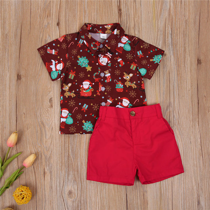 Pomely [COD&Local]1-6 Years Toddler Baby Boys Christmas Short Sleeve ...