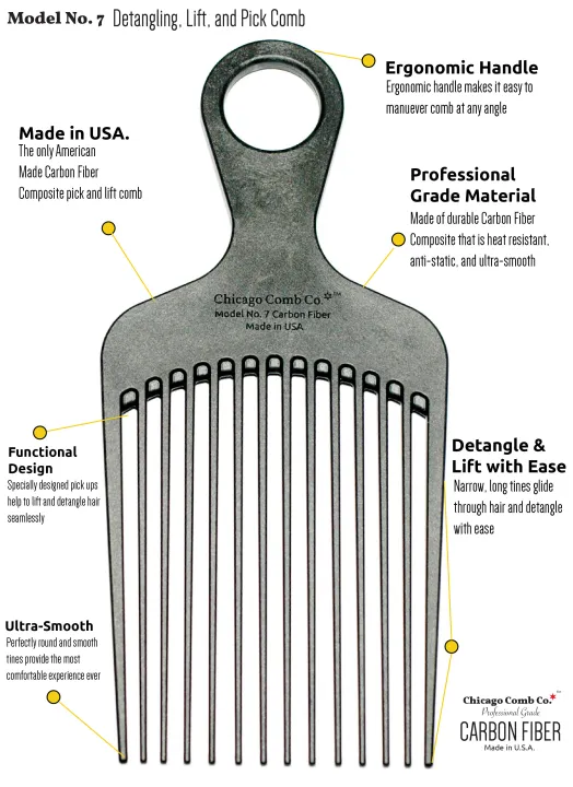 CHICAGO COMB CO. Model No. 7 Carbon Fiber (The World's Finest Comb ...