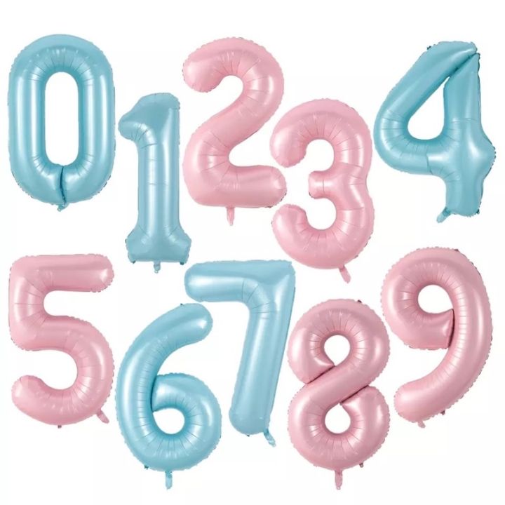 Balon Foil Angka 100cm Pastel Pink/Pastel Biru/Putih/Caramel/Jelly ...