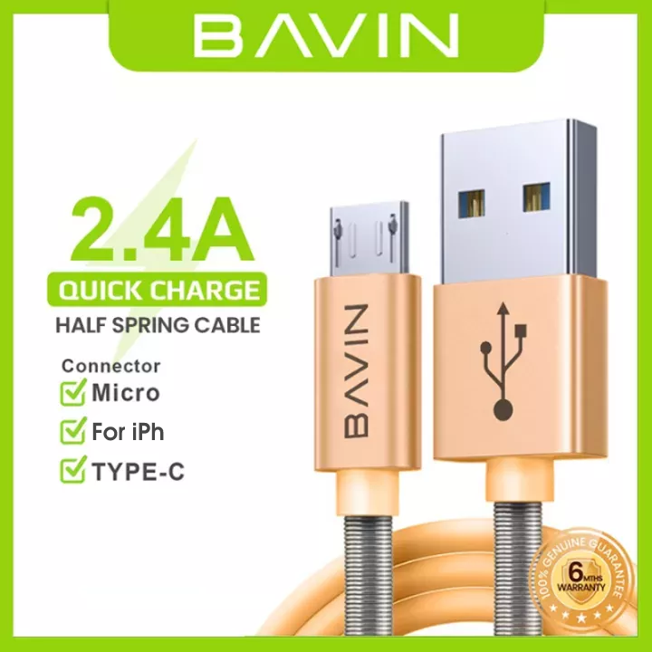 BAVIN CB037 2.4A Fast Charging Cable Data Transfer Half Spring Cable ...