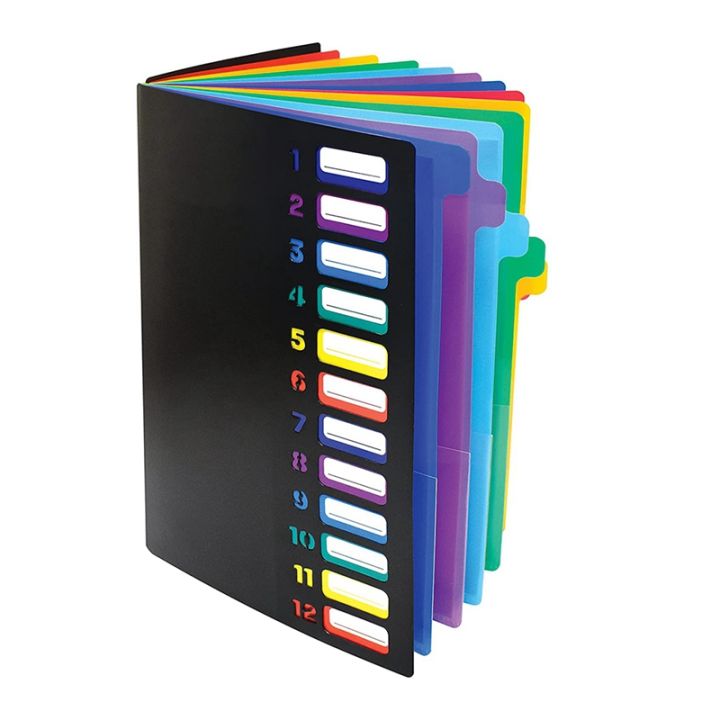 24 Clear Pocket Expanding File Folder 12 Colored Tabs,Holds 300 Sheets ...
