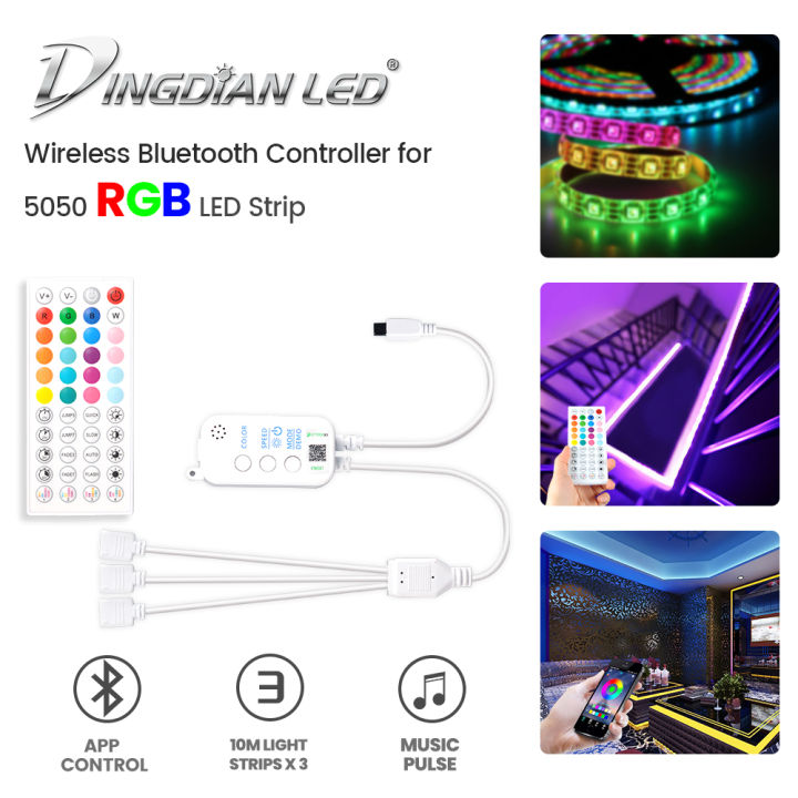 DingDian LED LED 3หัวอุปกรณ์ควบคุมแถบไฟสำหรับ5050,App + 44คีย์ Remote ...