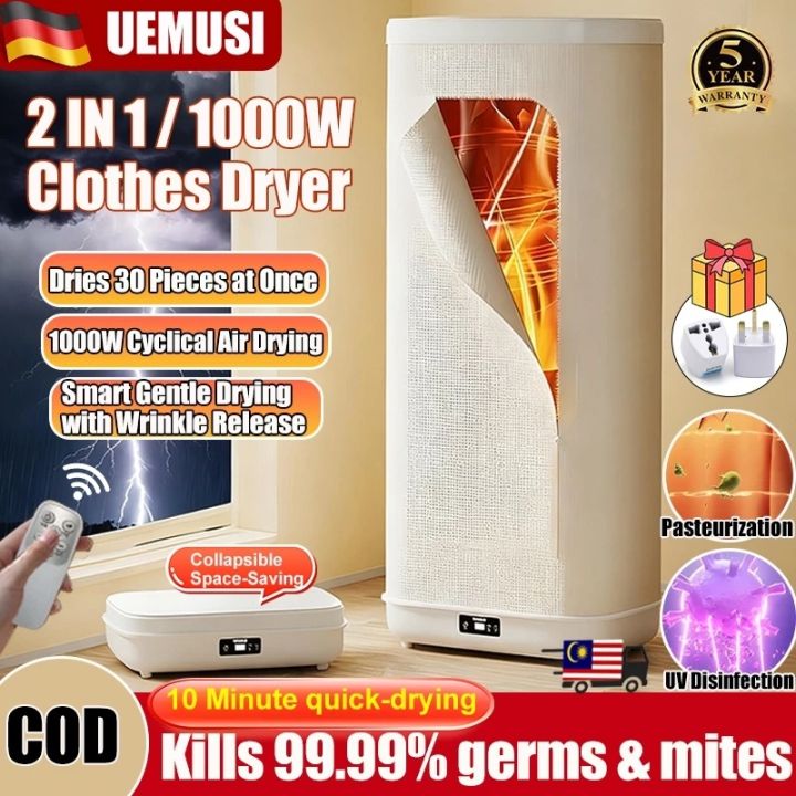 Quick-drying1000W Portable Foldable Clothes Dryer with Drying Bag&Towel ...