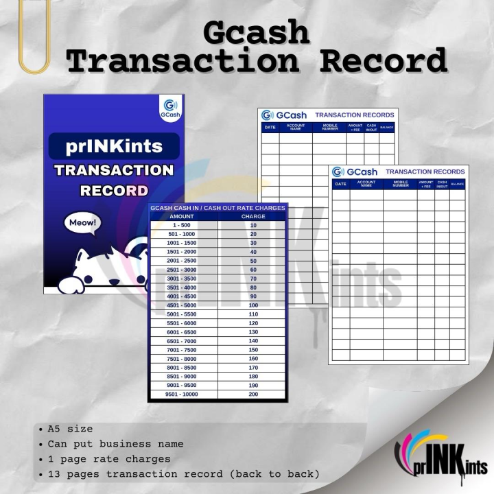 A5 Gcash Transaction Record (Check description) | Lazada PH