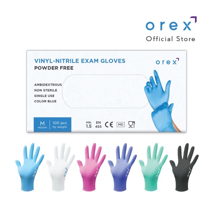OREX Disposable Vinyl Nitrile Examination Gloves (Powder Free, Latex ...