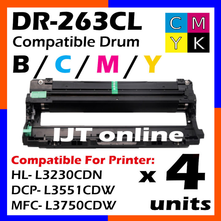 Full Set 4 units DR263CL DR-263CL DR263 DR 263 CL Compatible Drum TN267 ...