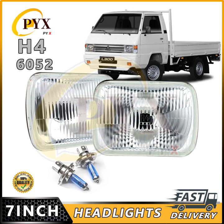1Pair 7 inch 6052 Headlights For L200 L300 Jeepney Head Lights With H4 ...