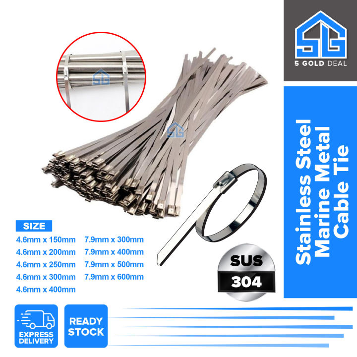 100Pcs Multi-Purpose Locking Cable Metal Zip Ties Stainless Steel Cable ...
