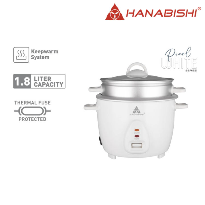 Hanabishi Aesthetic Rice Cooker HHRC18WHT 1.8L 10 cups -3in1 function ...